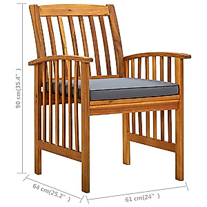 QZZCED Outdoor Club Chair Dining Side Chair Patio Set Patio Dining Chairs 3 pcs with Cushions Solid Acacia Woodfor Lawn Backyard & Garden All-Weather Resistant