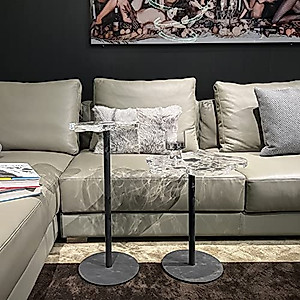 Acrylic Panel with Iron Tripod Creative Flower Shaped Small Edge Table Acrylic Transparent Sofa Corner Table Nordic Modern Coffee Table Portable Detachable Dessert Table Mobile Coffee Table (Small)