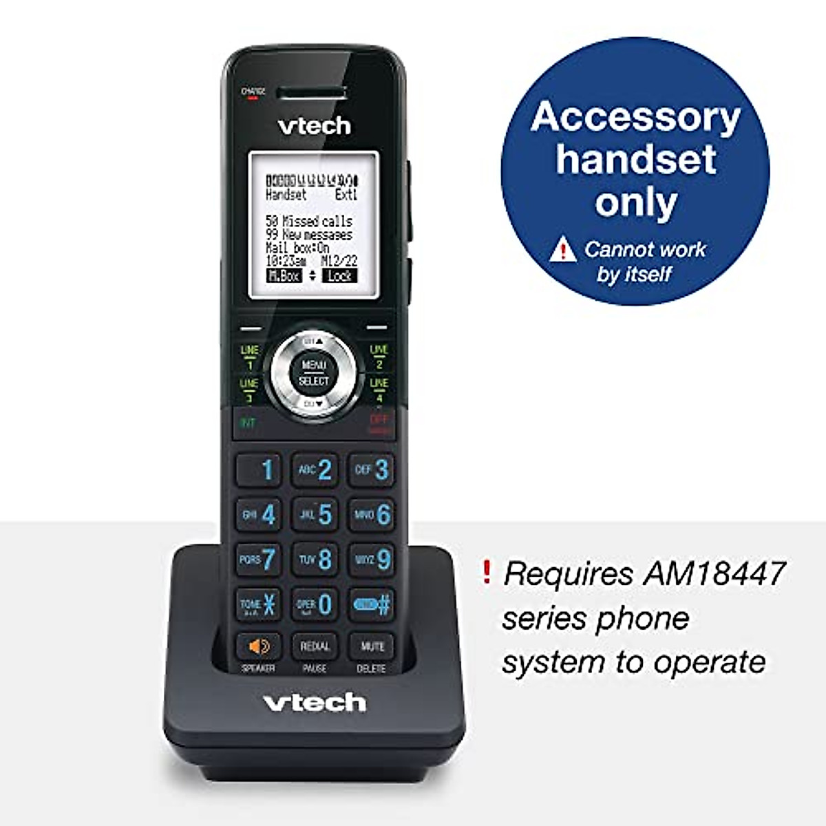 VTech Accessory Handset for VTech AM18447 Small Business System, Black