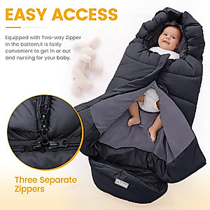 Orzbow Universal Footmuff for Stroller, Winter Warm Baby Stroller Bunting Bag, Waterproof Windproof Warm Polar Fleece Lined for Toddler Stroller Sleeping Bag, Black