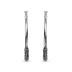 LeCalla 925 Sterling Silver Balinese Hoop Earrings Jewelry | Lightweight Medium Large Antique Bali Style Earring Hoops for Women - 38mm