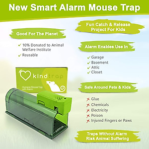 KindTrap - Humane Live Mouse Trap w/Smart Alarm - Audible Alert -Pet Friendly