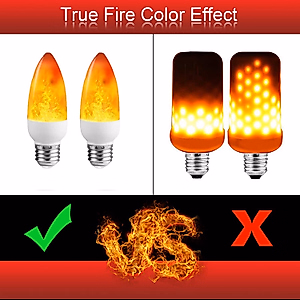 Baeyateda LED Flame Effect Light Bulb E26 Flickering Candle Light Bulbs Atmosphere Lamp for Home Gardens Wedding Party Halloween Christmas 2pcs