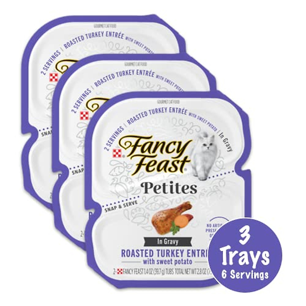 Fancy Feast Petites Wet Cat Food Variety 5 Flavor Pack (30 Servings) - Bundled with Writing Cat Pen (in Gravy)