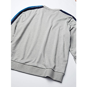 Lacoste Mens Long Sleeve Rainbow Sleeve Striped Crewneck Sweatshirt Silver Chine/Navy Blue-ut MD One Size