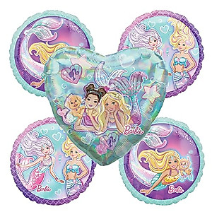 Mermaid Party Balloon Decorations - Set Of 5 Balloons For A Unicorn Princess Mermaid Theme Happy Birthday Decoration Bouquet Centerpiece Or Backdrop Banner