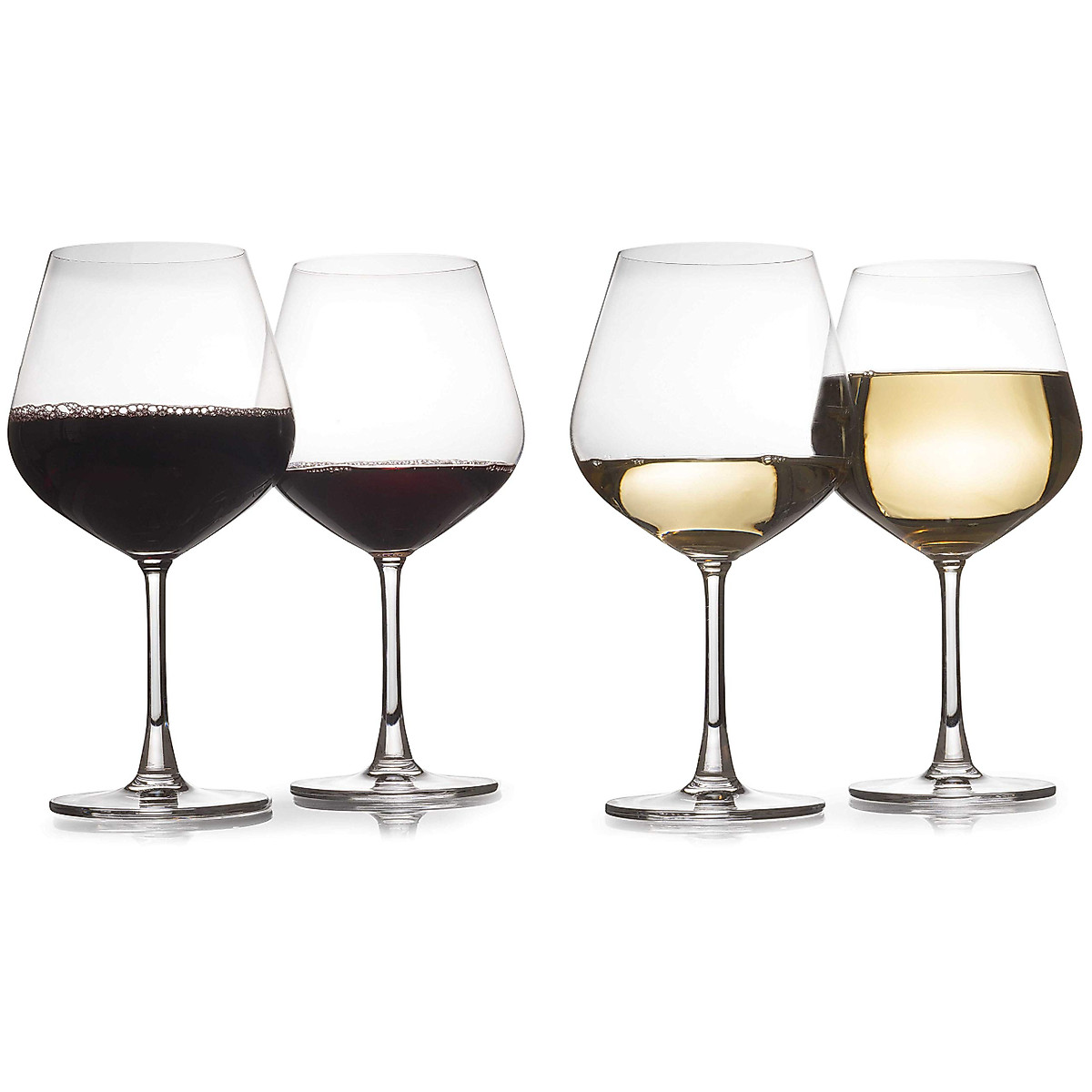 Set of 4 - Modern Laser Cut Rim 24 Oz Wine Glasses Made of Crystal With Seamless Joints (Short Stem)