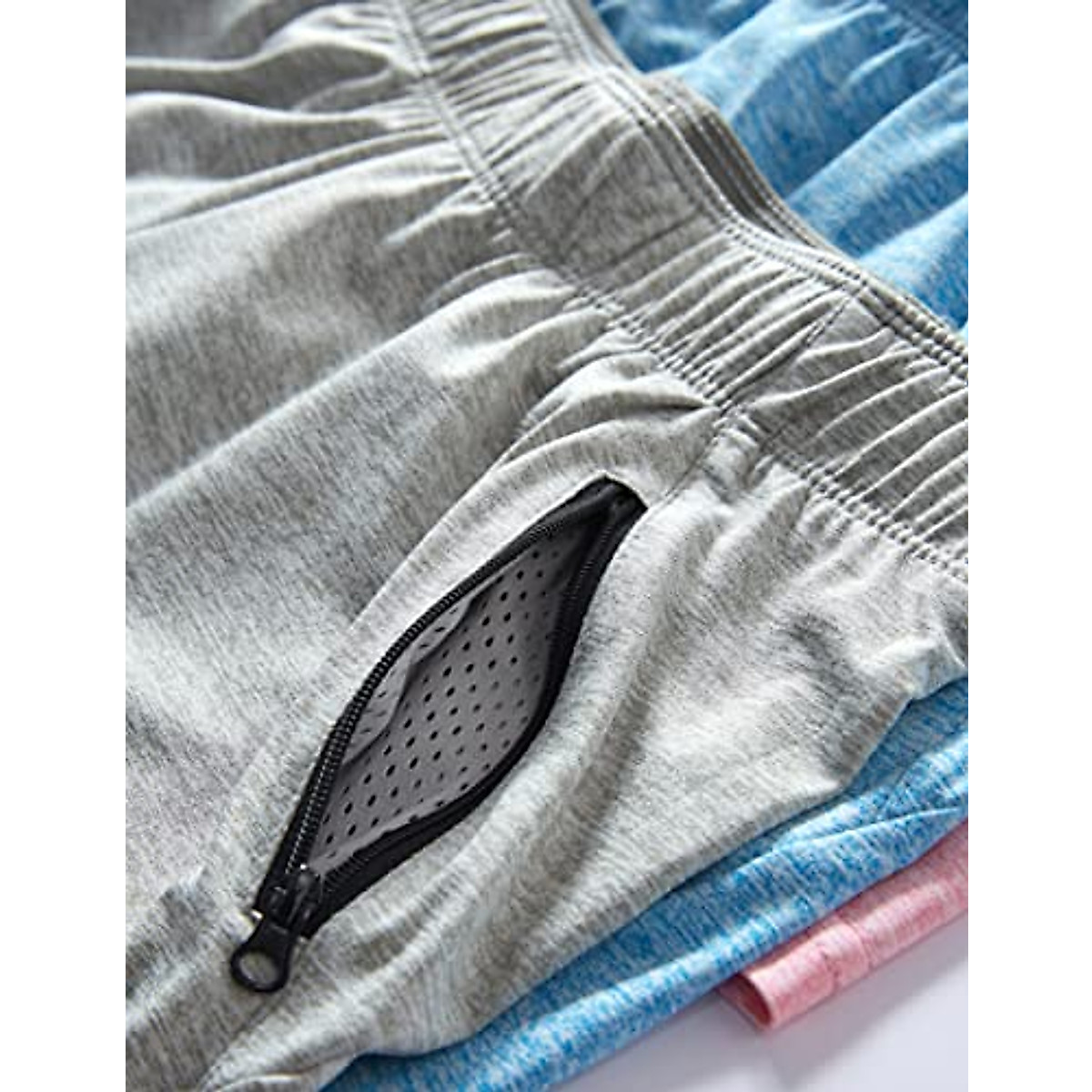 5 Pack: Womens Workout Gym Shorts Casual Lounge Set, Ladies Active Athletic Apparel with Zipper Pockets (Set 1, Large)