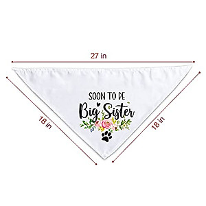 NTKIO Funny White Flower Pattern Cotton Pet Dog Bandana, Soon to Be Big Sister, Pet Dog Pregnancy Announcement, Gender Reveal Photo Prop Triangle Bibs Accessories for Dog Lovers Owner Gift