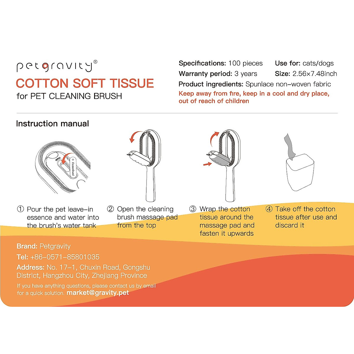 Petgravity Pet Cotton Tissue for Pet Cleaning Brush Cats Dogs Wipes for Pet Paw Eye Stains Ear Coat Extra Strong Soft Portable