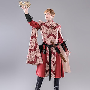 Sweetude 5 Pcs Medieval Belt Renaissance Costume Viking Leather Belt Pouch Arm Guard Potion Bottle (Black,Basic Style)