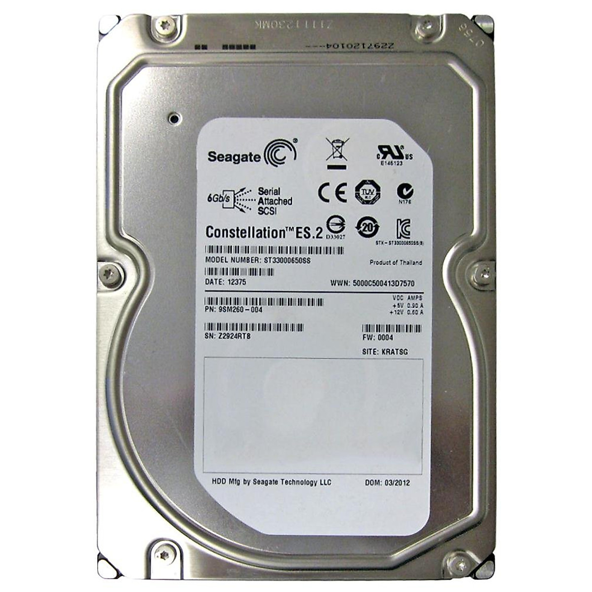 Seagate ST33000650SS Constellation ES.2 SAS 6Gb/s 3-TB Hard Drive