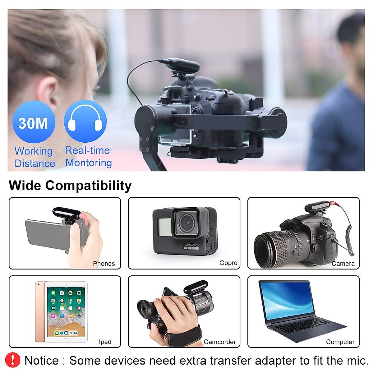 LESNGO 318C Wireless Lavalier Microphone, 20 UHF Channel Wireless Lapel Microphone XLR Lav Mic Compatible with iPhone Smartphone Camera Microphone for Streaming YouTube Interview Vlog (Black)