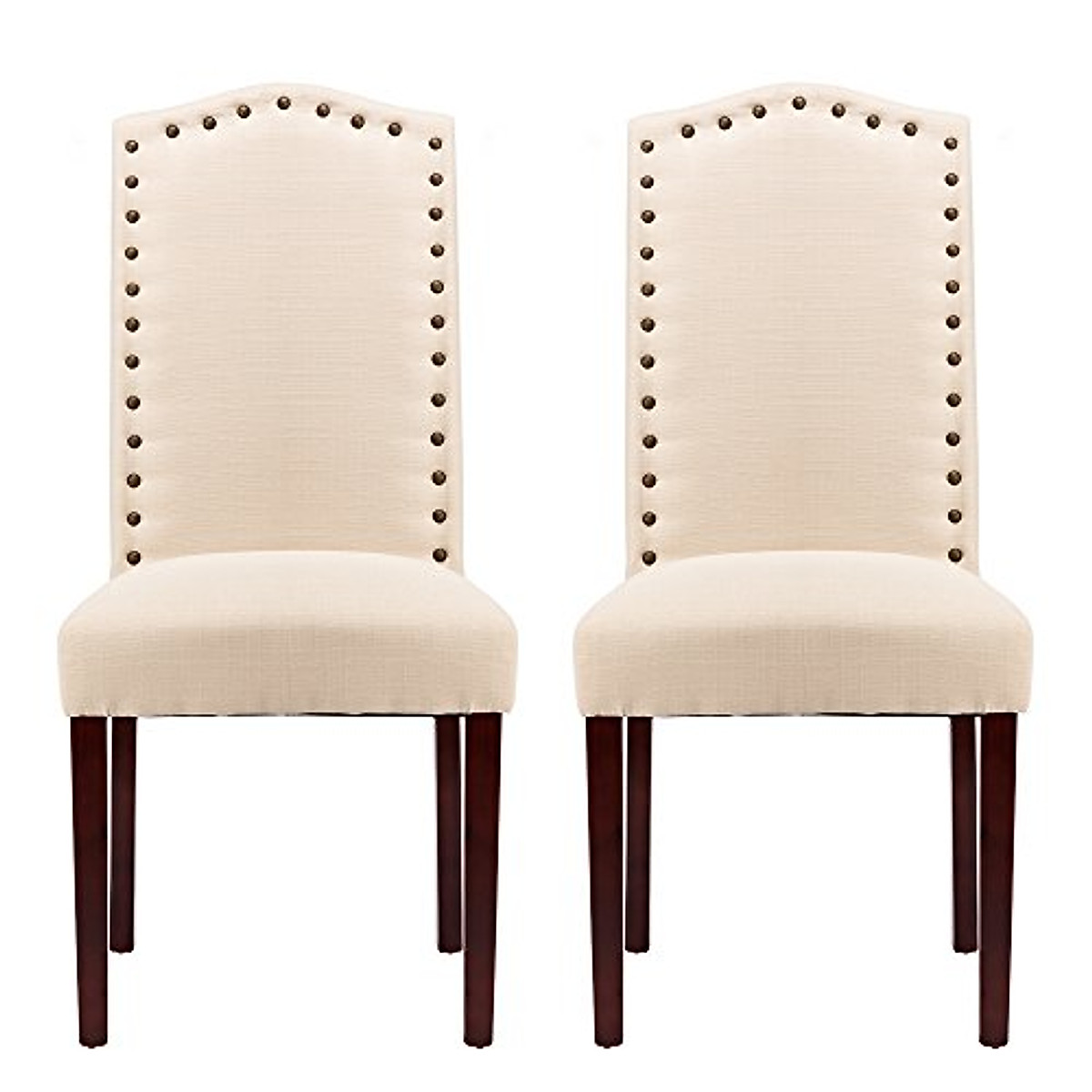 NOBPEINT Dining Chair Upholstered Fabric Dining Chairs with Arched Backrest,Set of 2(Beige)
