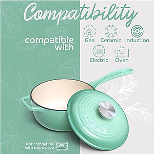 Small Sauce Pan with Lid, 2.13 QT Verde Chiaro (Light Green) Sauce Pot, Small Pot with Stay Cool Helper Handle and Tight-Fitting Lid-Segretto Cookware