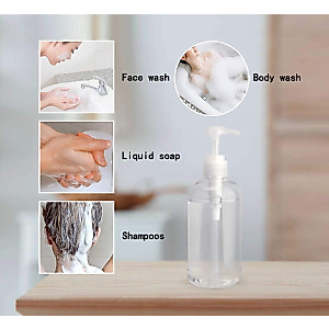 Pump Bottle, Dedoot 2 Pack Clear Empty Plastic Bottles with Pump 10oz Pump Bottle Dispenser for Shampoo, Lotion and Wash Soap