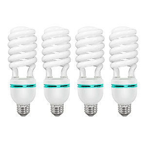 LimoStudio (4 Pack) 45W CFL Light Bulb, Compact Fluorescent Lighting Full Spectrum Photo Bulb, Daylight Pure White, 5500K, 2100LM, E26, E27, AGG117