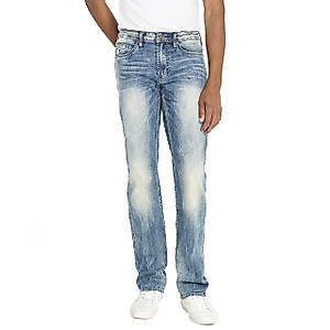Buffalo David Bitton Men's Relaxed Straight Driven Jeans, Sandblasted Blue Wash Indigo, 34W x 32L