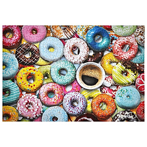 JOYIN 2 Packs 1000 Pcs Donuts and Cupcakes Puzzles, Seamless Snacks Jigsaw Puzzles for Kids Adults (28" x 20"), Premium Quality Fun Family Challenging Puzzles for Brithday