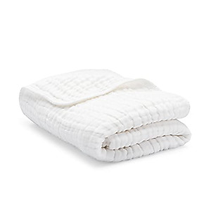 Comfy Cubs Baby Muslin Blanket, Swaddle for Newborns and Toddlers, Large 40” x 40” Cover, 6-Layer Plush Softness for Infant Swaddling, Receiving, or Tummy Time, Shower Gift (White, Baby - Muslin)