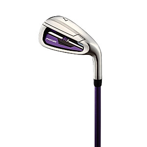 Precise M5 Ladies Womens Complete Right Handed Golf Clubs Set Includes Titanium Driver, S.S. Fairway, S.S. Hybrid, S.S. 5-PW Irons, Putter, Stand Bag, 3 H/C's Purple (Right Hand)