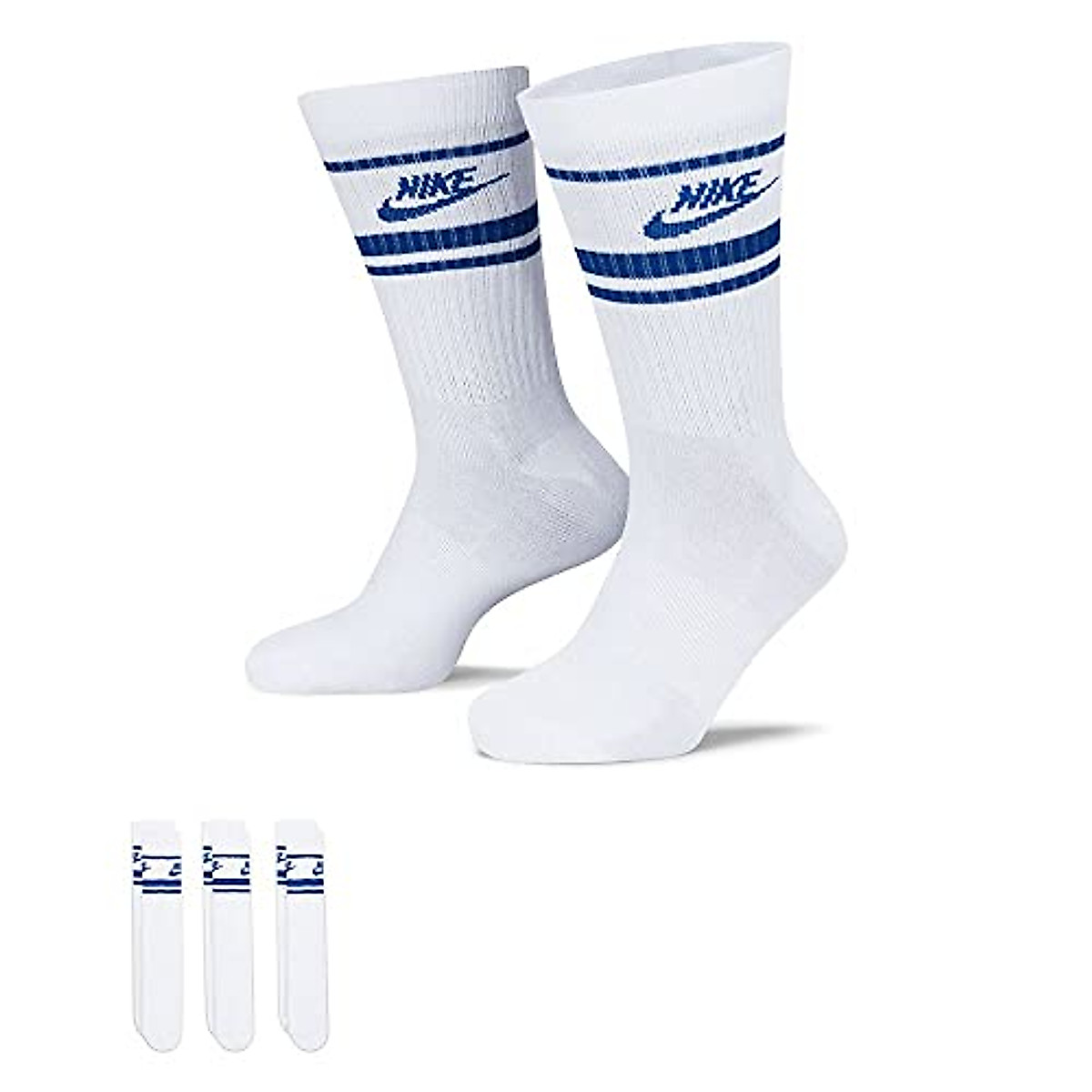 Nike Men`s Everyday Essential Crew Socks 3 Pack (White(DX5089-105)/B, Large)