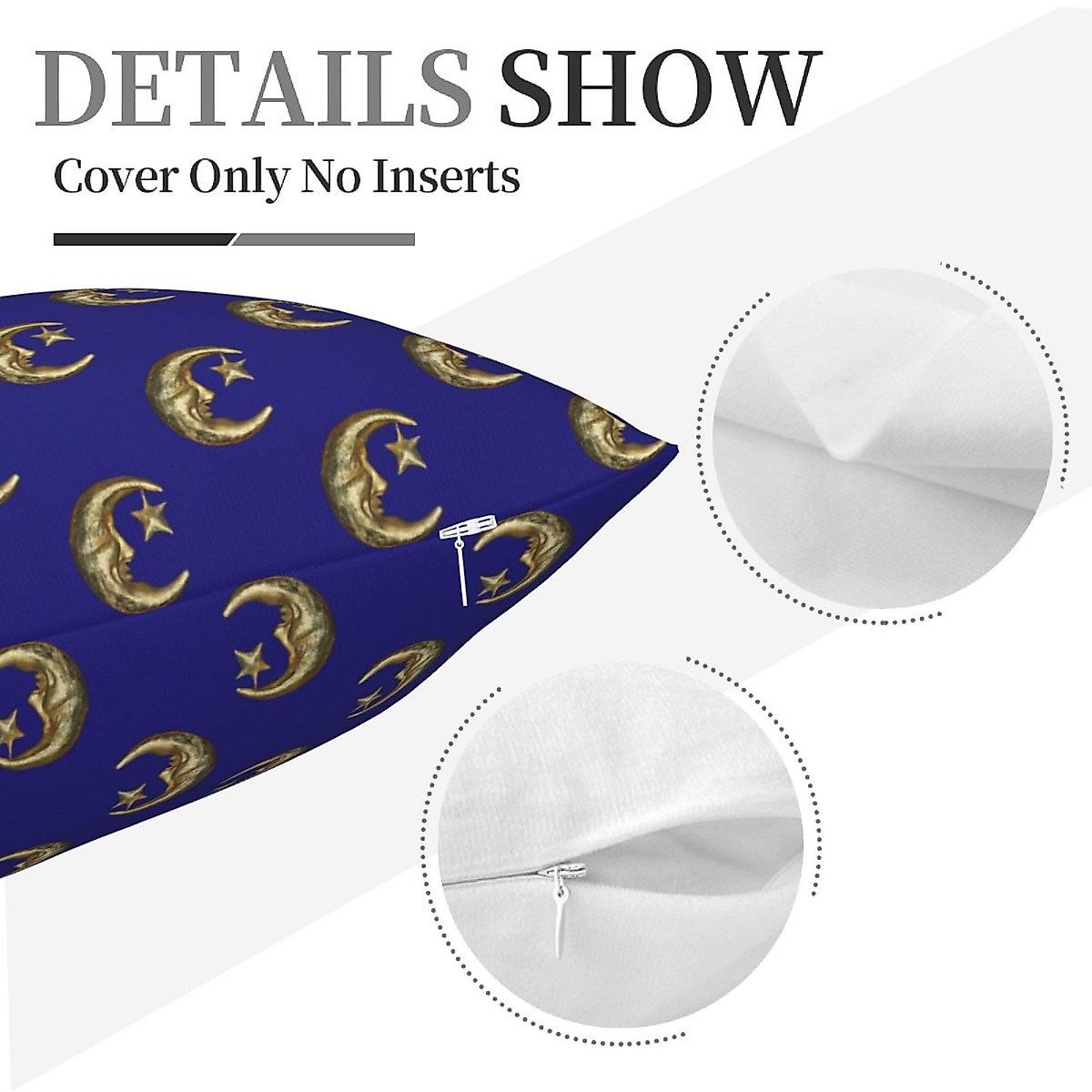 Lukbfall Bronze Moon Star Decorative Pillow Cover 18 X 18 Inch Bright Blue Moroccan Style Pillowcases Cushion Cover Square Throw Pillow Cover for Couch Sofa Bed Living Room Bedroom