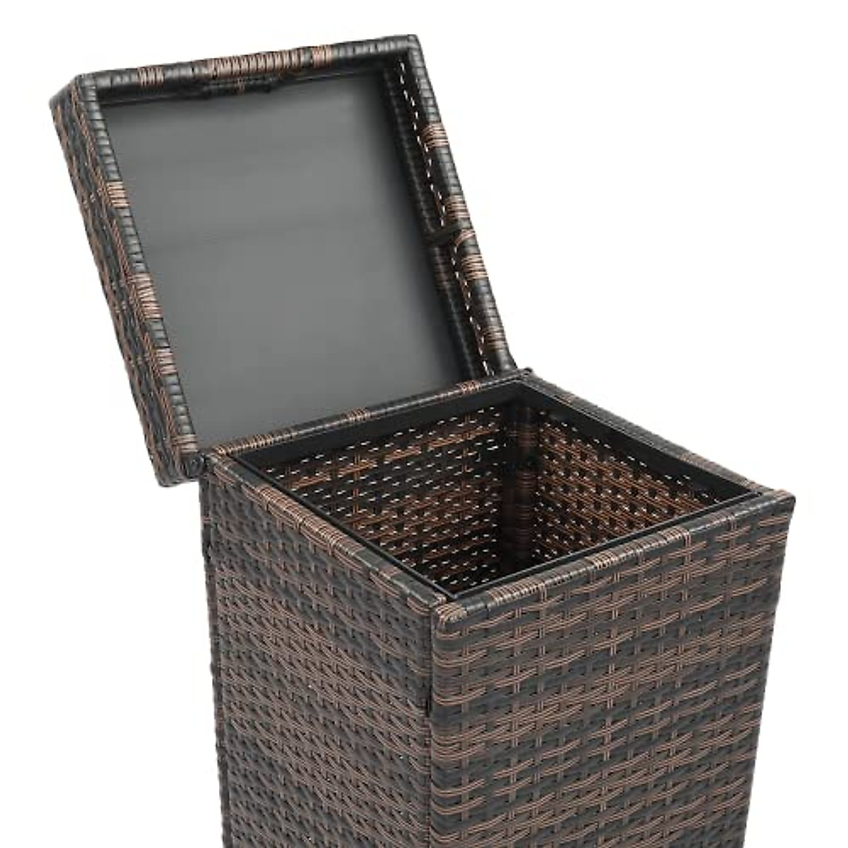 KECKS Brown Gradient with Top Cover Iron Frame Rattan Trash Can
