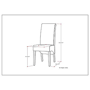 SIMPLIHOME Avalon Deluxe Parson Dining Chair (Set of 2), Light Beige Linen Look Fabric and SOLID WOOD, Square, Upholstered, For the Dining Room, Transitional Modern