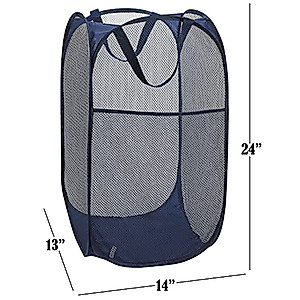 Handy Laundry Collapsible Mesh Foldable Hamper 14" x 14' x 24" Navy Blue