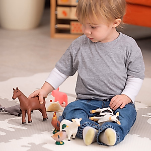 Learning Minds Set of 8 Jumbo Farm Animal Figures - Farm Animals for 1, 2, 3 Year Olds - Toy Animals for Kids Age 18 Months Plus - Toys for 1 Year Old Boys