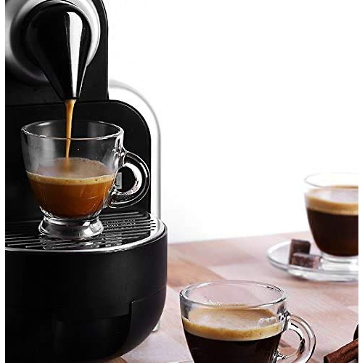 BOHEM'S Espresso Cups, 3.2 oz Small Demitasse Clear Glass Espresso Drinkware, Set Of Cups, Saucers and Stainless Steel mini Spoons + Free Glass Spoons (Set of 6)