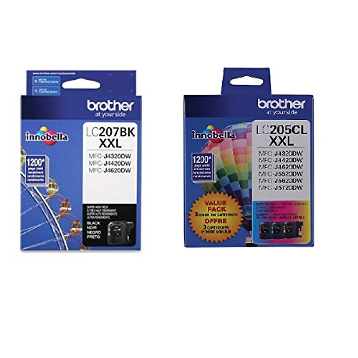 Brother LC207 Black Ink Cartridge with Super High Yield Color Cartridge Set