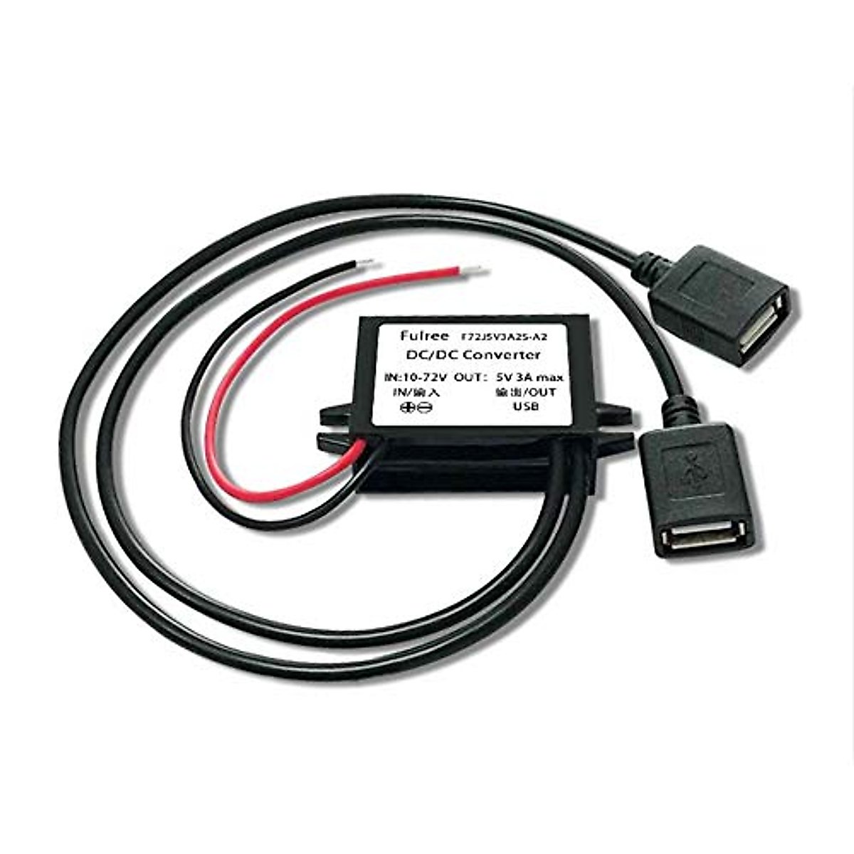 Autek DC Converter Buck Module 12V/24V/36V/48V/60V Convert to 5V（20-72V Convert to 5V）, 5V USB Output Power Adapter Double line USB