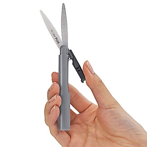 Plus Pen Style Non Stick Compact TSA Twiggy Scissors with Cover Charcoal