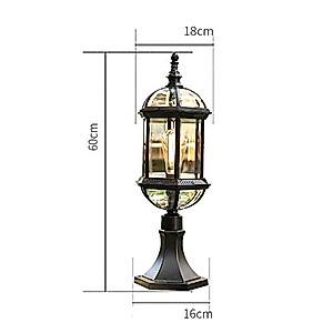 XJJZS Rustic Waterproof led Pillar Wall Lamp,Vintage Outdoor Glass LED Post Lighting,Villas Garden Porch Home Landscape Pathway Lights