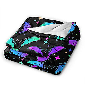 Blanket Bright Bats Stars Fleece Flannel Throw Blankets for Couch Bed Sofa Car,Cozy Soft Blanket Throw Queen King Full Size for Kids Women Adults 60"X50"