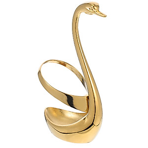 Hemoton Dinnerware Set Spoon Stand Stainless Steel Utensil Holder Fruit Dessert Flatware Swan Base Holder Spoon Organizer for Countertop (Golden) Spoon and Fork Holder Stainless Steel Swan Holder