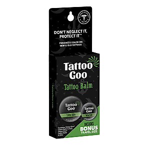 Tattoo Goo Tattoo Balm and Travel Size Balm Bundle, 3/4 oz & .33 oz Tin - Natural Tattoo Aftercare Balm with Beeswax and Cocoa Butter, Soothing Ointment, 2 Pack