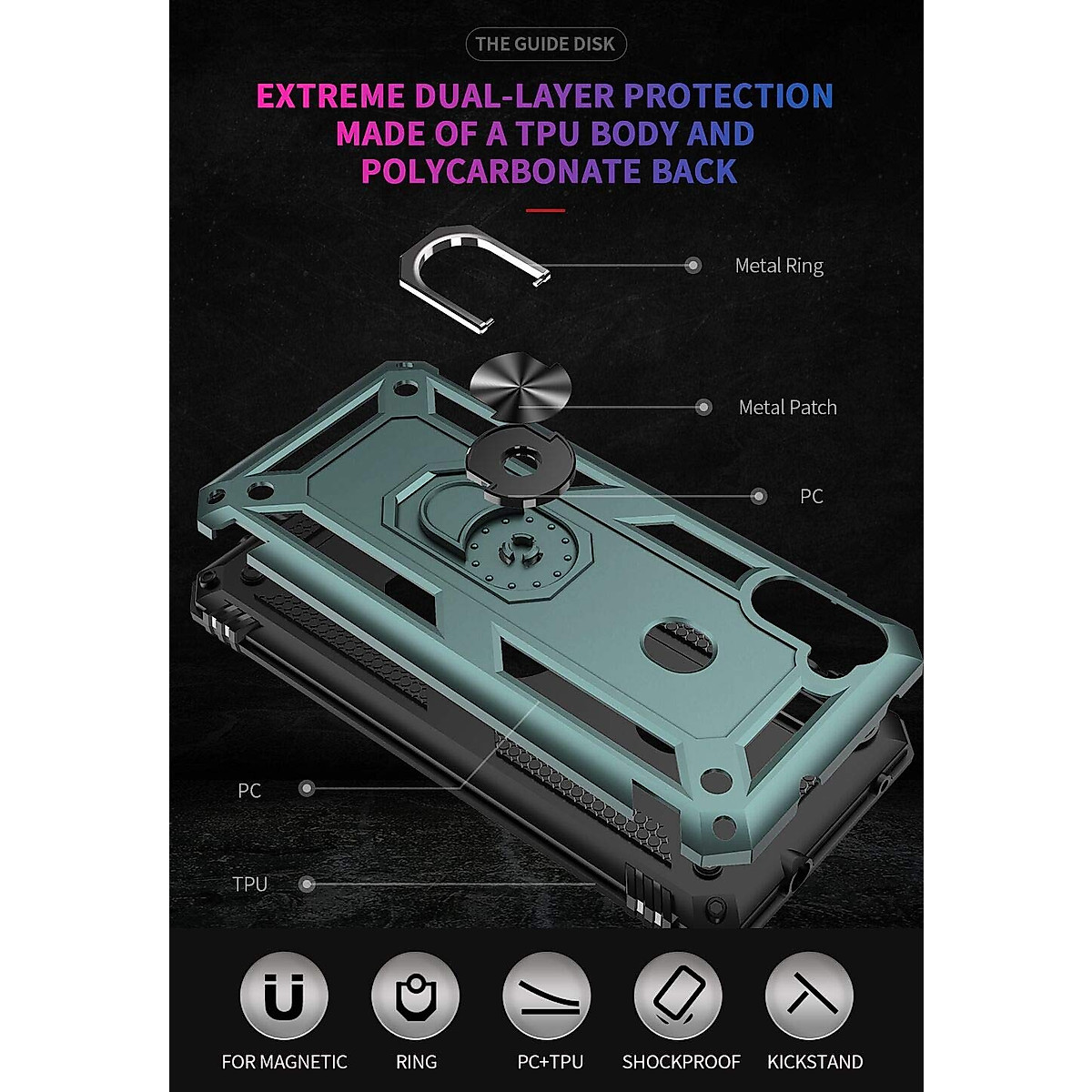 Tranick Samsung A11 Case with [ 9H Full Coverage Tempered Glass Screen Protector], [ Military Grade ] 15ft Drop Tested Protective Case for Samsung Galaxy A11 Phone (Green)