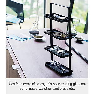Yamazaki Home Tower 4-Tier Accessory Tray - Jewelry Holder & Storage Organizer - Steel, One Size, Black