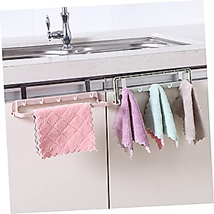 Zerodeko 2 Pcs Dish Towel Rack Wall Mounted Towel Rack Cabinet Towel Holder Kitchen Rail Rack Over Cupboard Towel Rack Door Towel Hanger Punch Free Hook Board Stainless Steel Hook Drawer