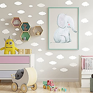 125 Pieces Cloud Wall Decor Cloud Stickers Cloud Wall Decals White Clouds Peel and Stick Cloud Decals for Walls Removable Wall Stickers for Baby Kids Nursery Living Room Play Story Room, 16 Sheets