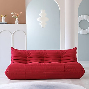 TIFLON Lazy Floor Sofa,Minimalist Sofa Couch,Teddy Velvet 3Seatert Sofa, Fireside Chair,Tatami Sofa,Corner Relax Sofa Couch for Living Room Bedroom Salon Office-Red