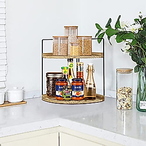2-Tier Bathroom Counter Organizer, Bathroom Corner Storage Shelf, Bathroom Trays for Counter Vanity Organizer, Cosmetic Holder Perfume Makeup Standing Rack, Bathroom Sink Organizer Kitchen Spice Rack