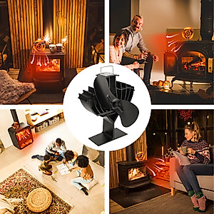 Hanaoyo Upgraded Wood Stove Fan Max Airflow, Large-Sized Heat Powered Stove Fan Non Electric Fireplace Fan, Wood Stove Accessories, Stove Fan for Wood/Gas/Log Burner Stove/Fireplace