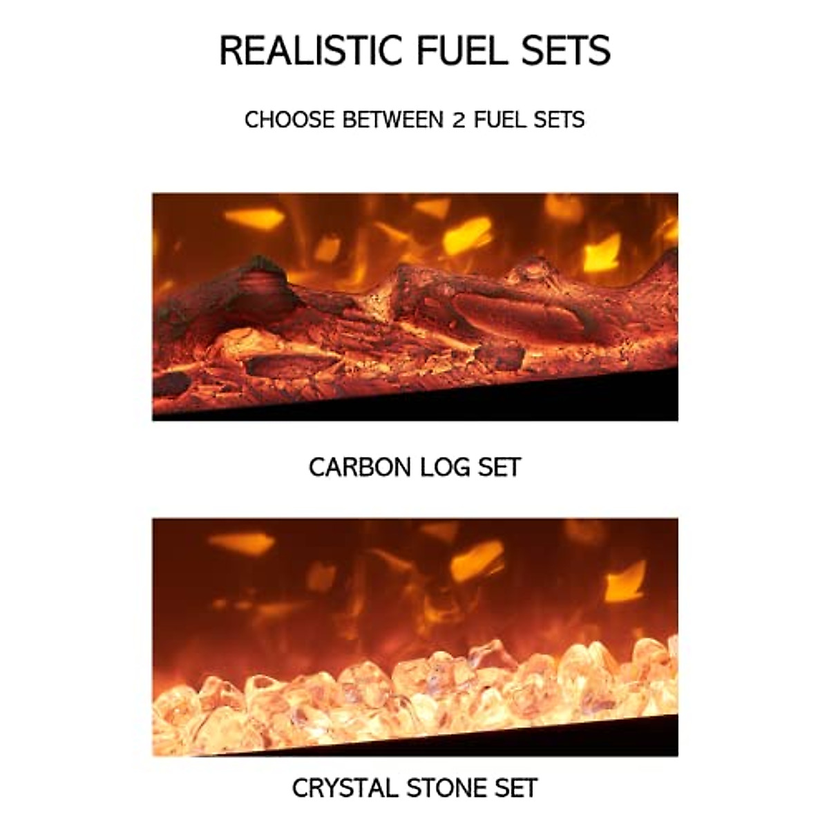 Alice 30" Electric Fireplace Inserts Recessed, Wall Mounted Fireplace LED Fireplace with 12 Flame Colors, Touch Screen, Remote Control, Timer, Carbon & Crystal Stones 500W/1500W - 30 inches