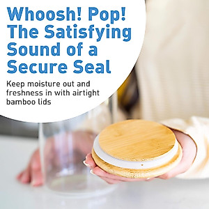 Glass Food Storage Containers with Lids by Sweetzer and Orange - Set of 4 Kitchen Canisters - Candy, Cookie, Rice and Spice Jars - Sugar or Flour Container - Big and Small Airtight Food Jar for Pantry