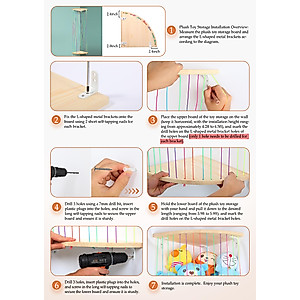 Stuffed Animal Storage, Wood Soft Toy Shelf with Adjustable Length Nursery Toy Organizer Hammock, Hanging Corner Net Stuff Animal Holder Zoo,Plush Toy Organizer for Play Room Bedroom Kids Room Décor