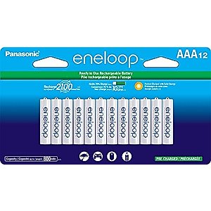 Panasonic BK-4MCCA12FA eneloop AAA 2100 Cycle Ni-MH Pre-Charged Rechargeable Batteries, 12-Battery Pack